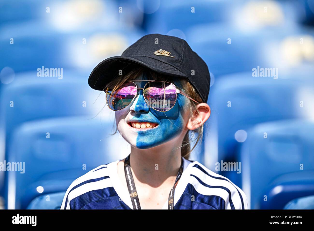 A fan of Scotland is pictured in the stands prior to the FIFA World Cup ...