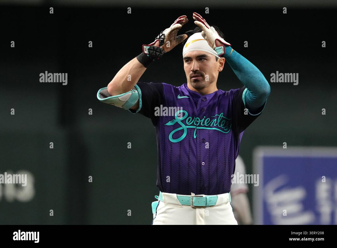 Arizona Diamondbacks' Corbin Carroll reacts after hitting a three-run ...