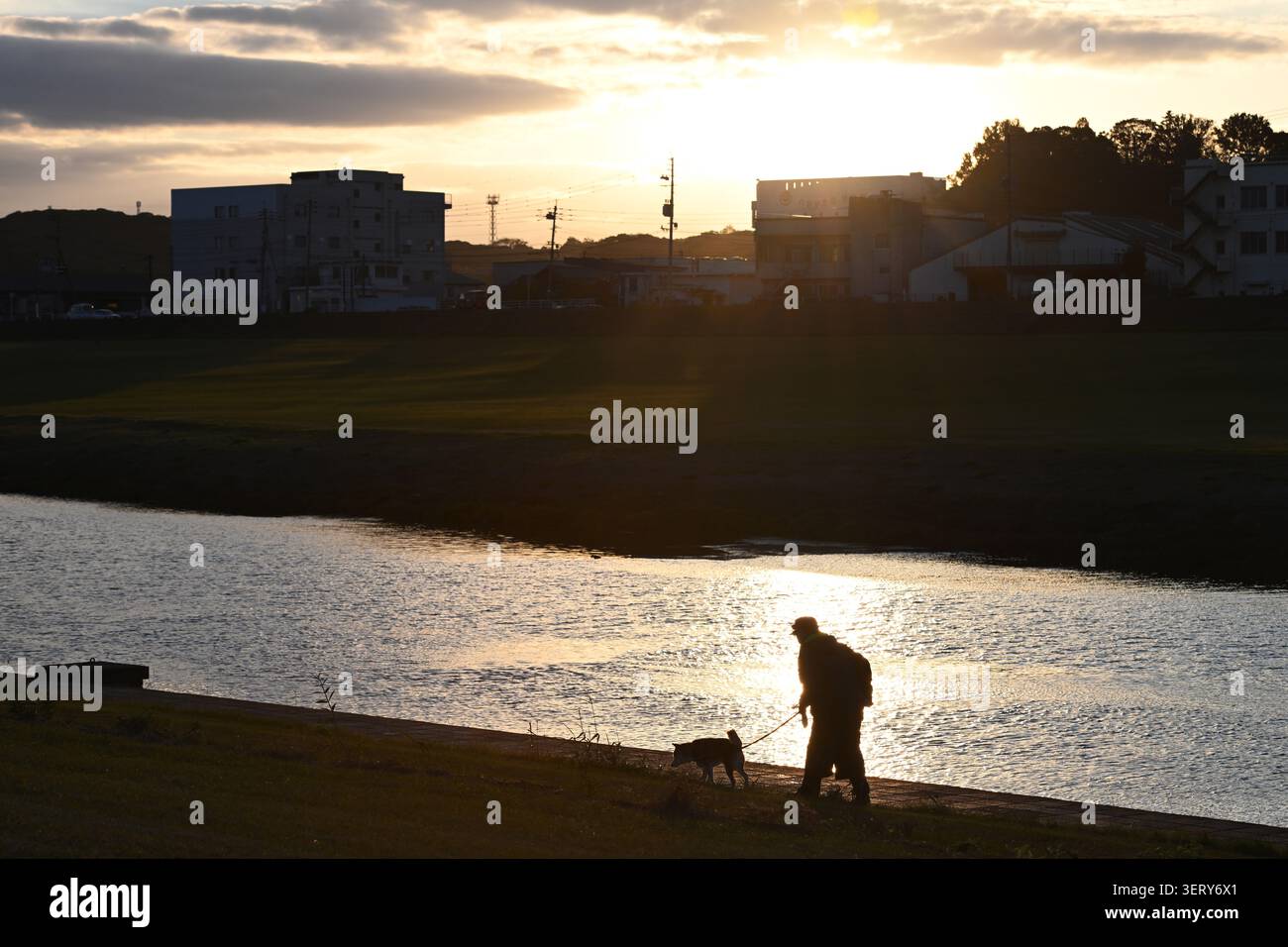 A picture shows Onga-gawa River in Nogata City, Fukuoka Prefecture on ...