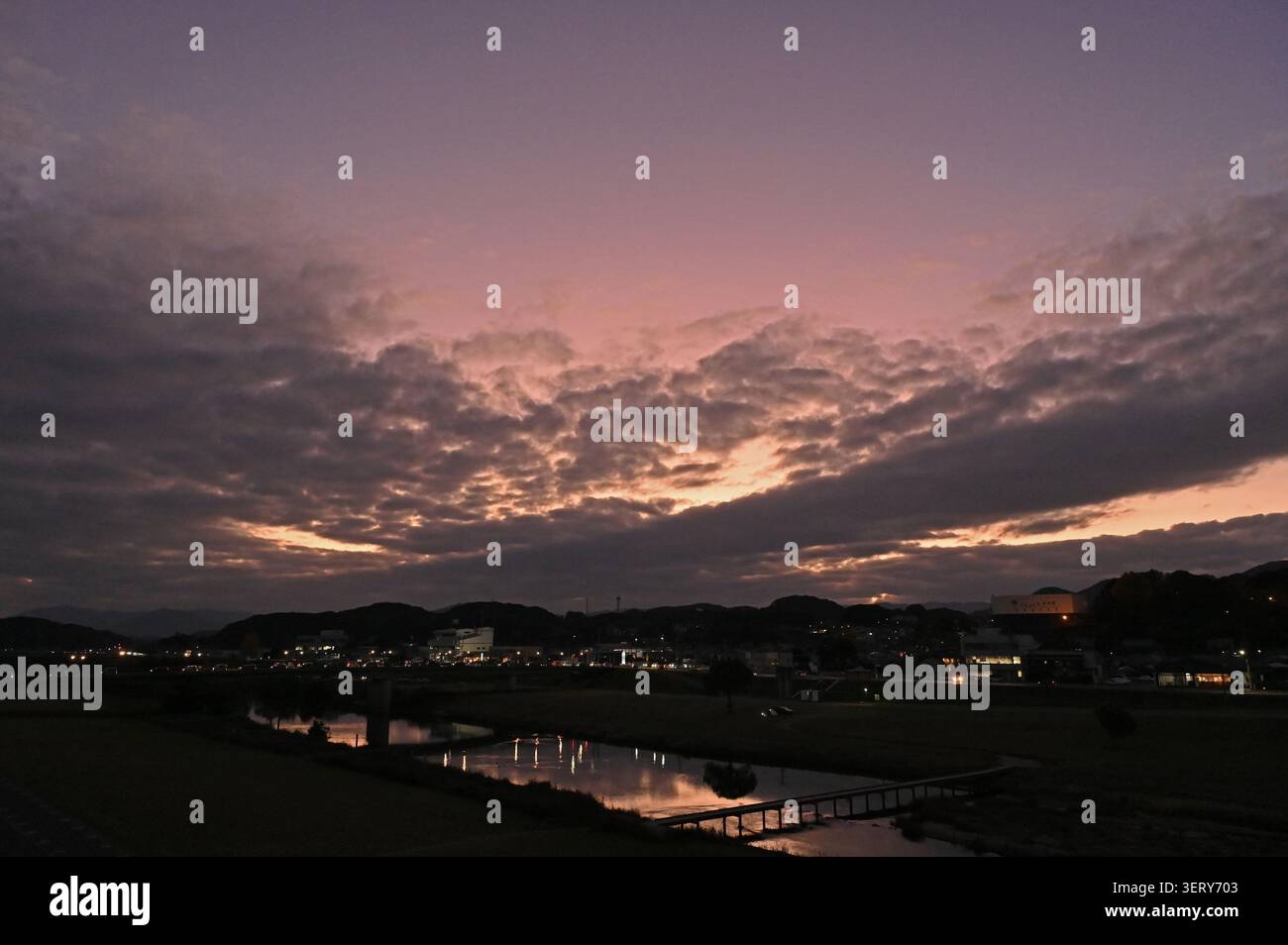 A picture shows Onga-gawa River in Nogata City, Fukuoka Prefecture on ...