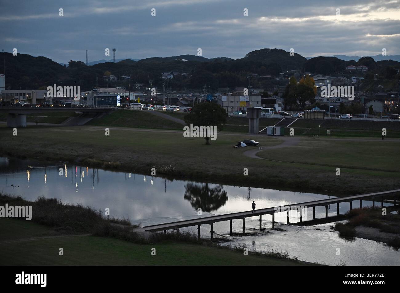 A picture shows Onga-gawa River in Nogata City, Fukuoka Prefecture on ...