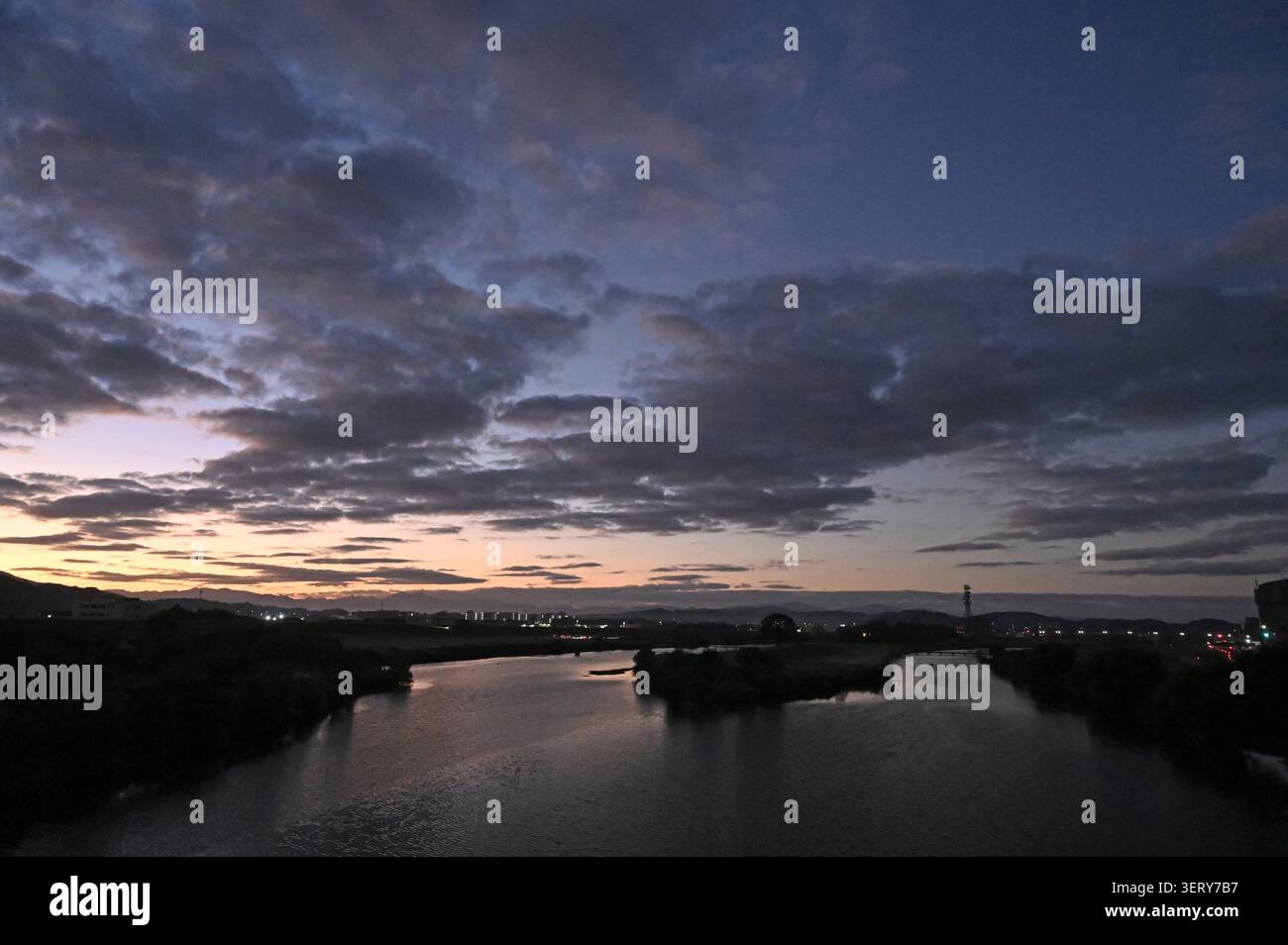 A picture shows Onga-gawa River in Nogata City, Fukuoka Prefecture on ...