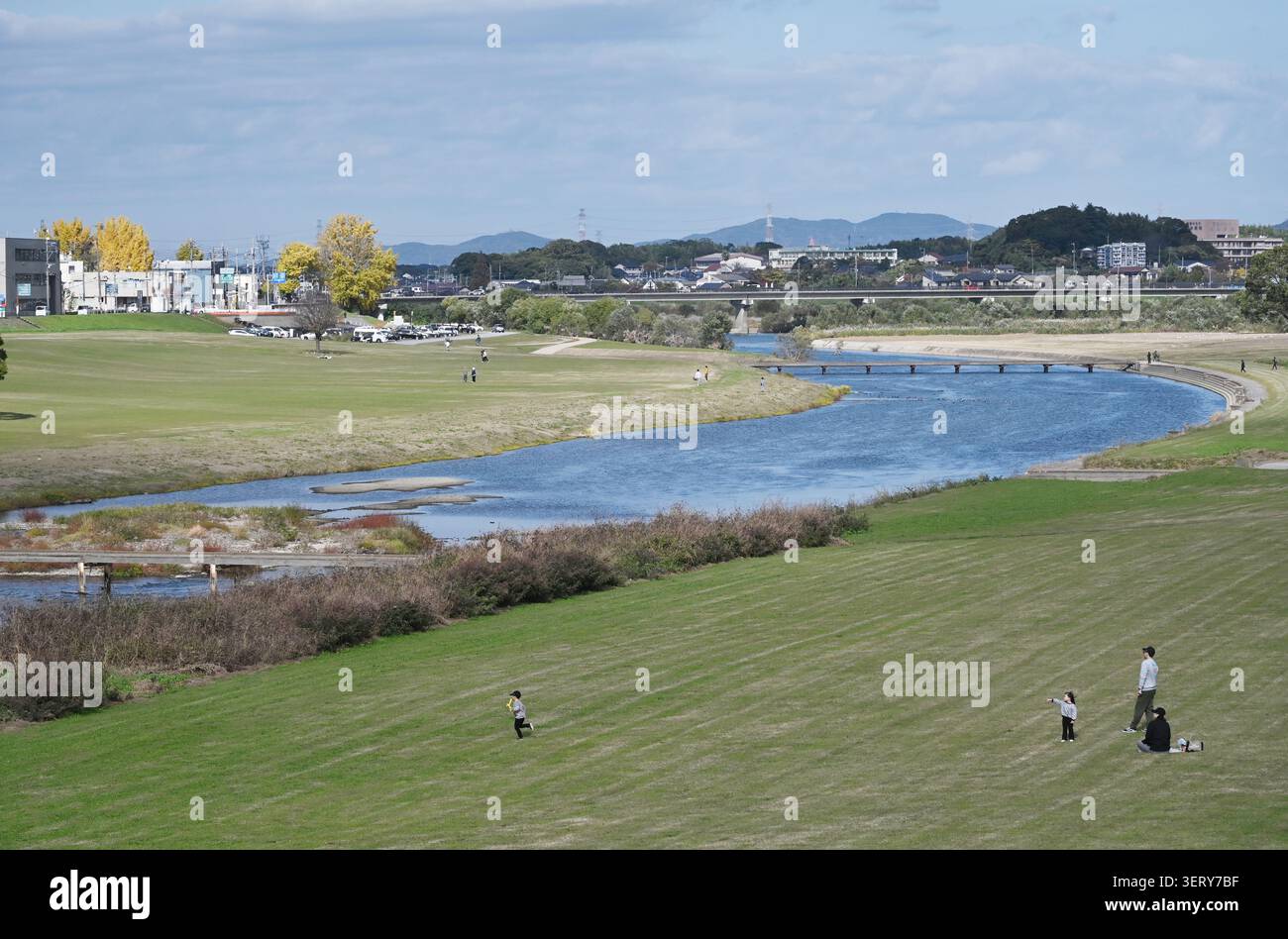 A picture shows Onga-gawa River in Nogata City, Fukuoka Prefecture on ...