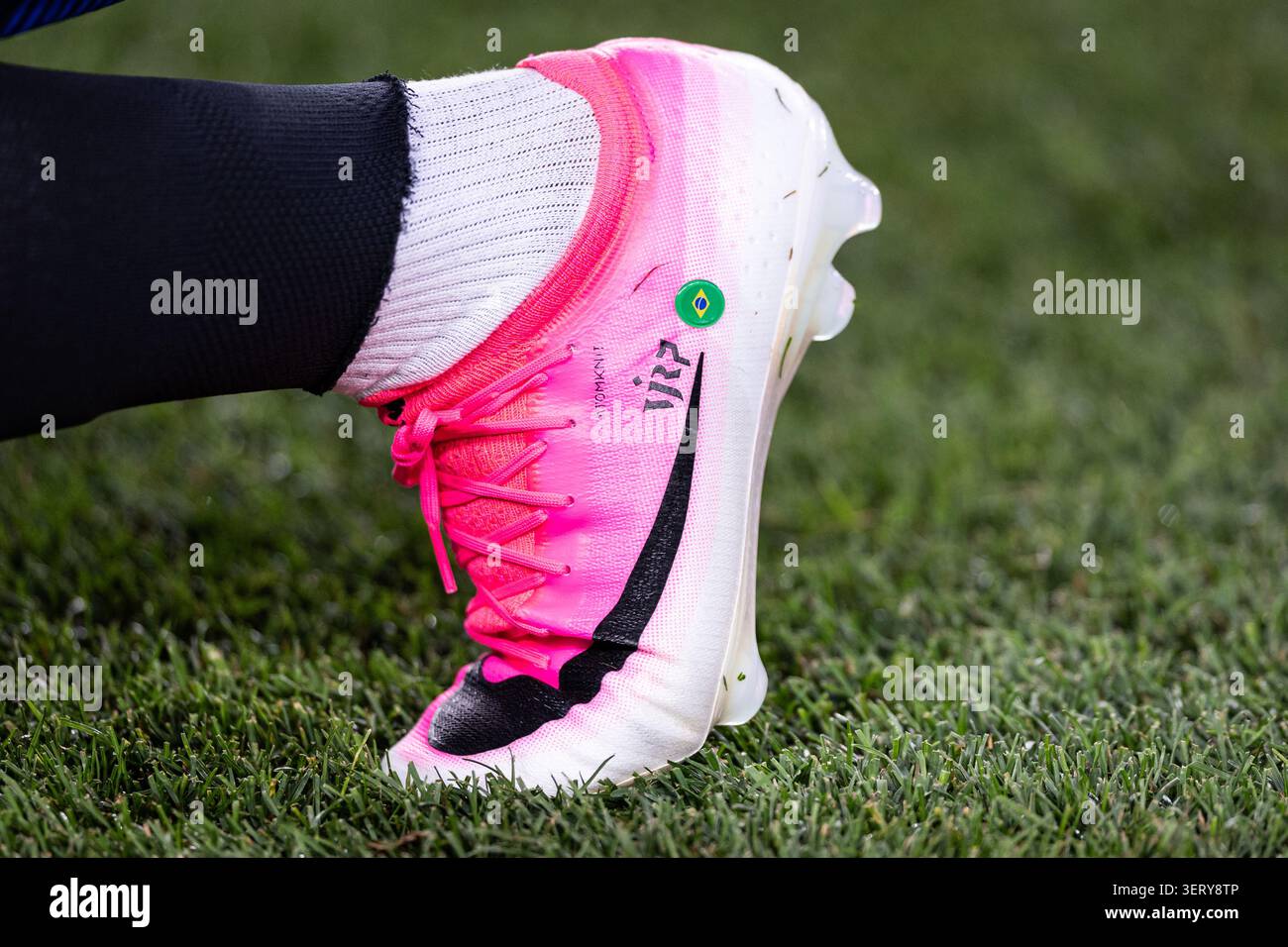 PHILADELPHIA, PA - JUNE 19: Details of Vinicius Junior boots before the ...