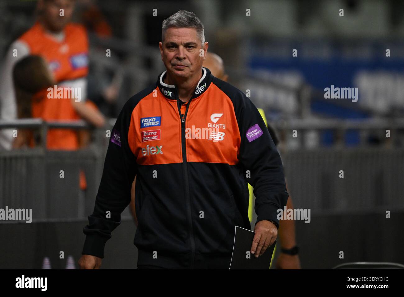 Giants head coach Adam Kingsley during the AFL Round 15 match between ...