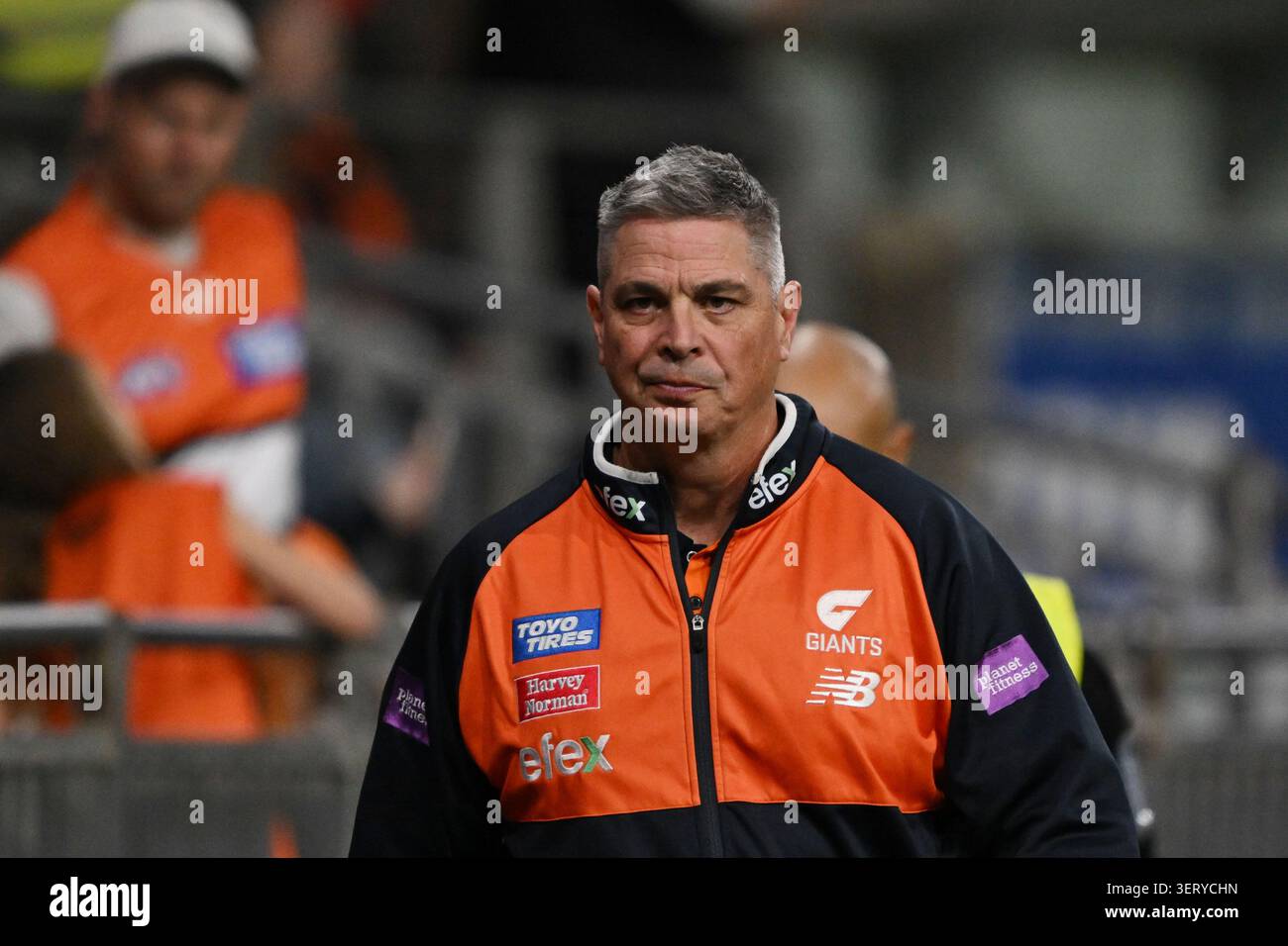 Giants head coach Adam Kingsley during the AFL Round 15 match between ...