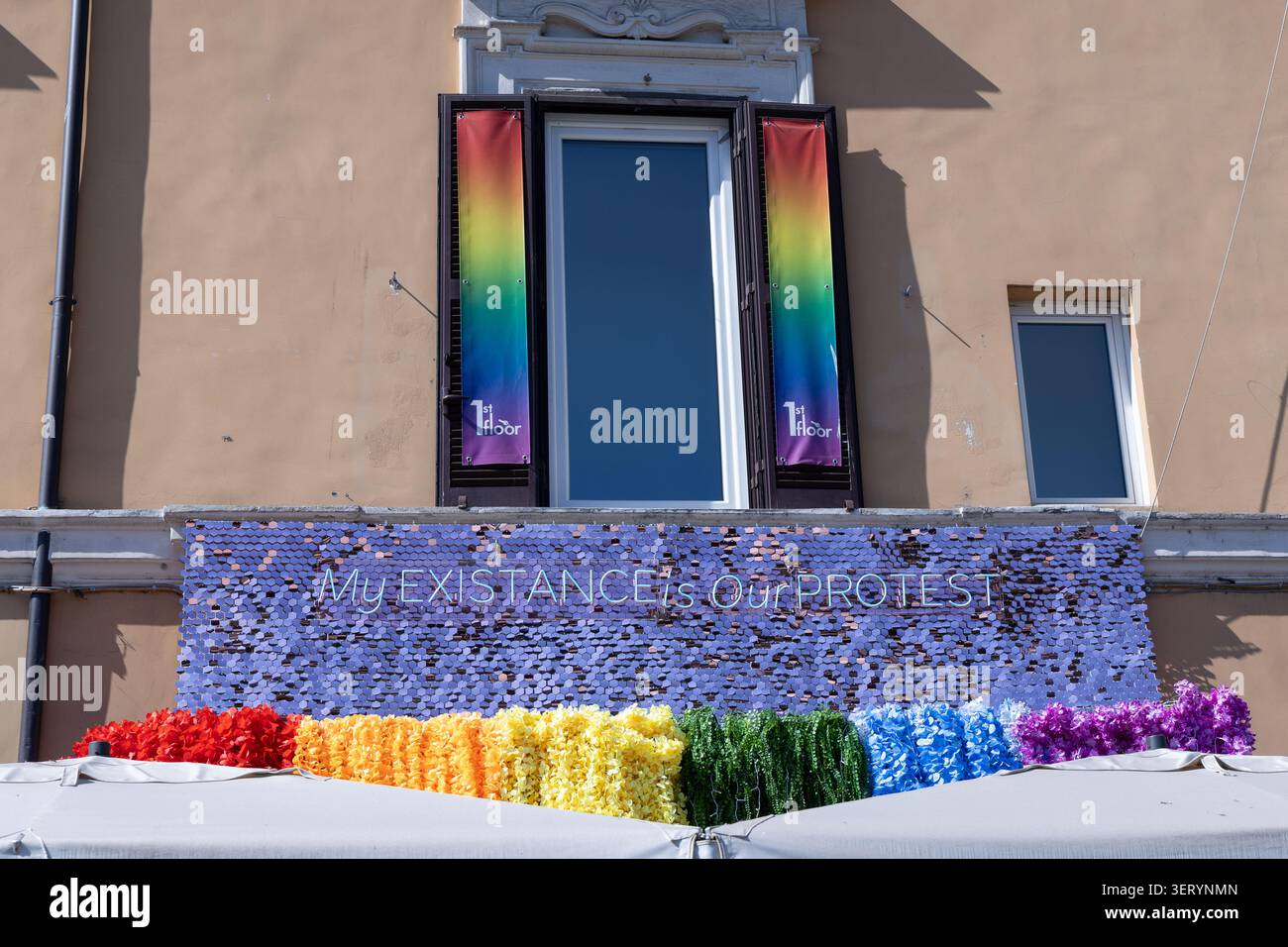 IPA85874657 - Gay Street near the Colosseum in Rome ahead of Rome Pride ...