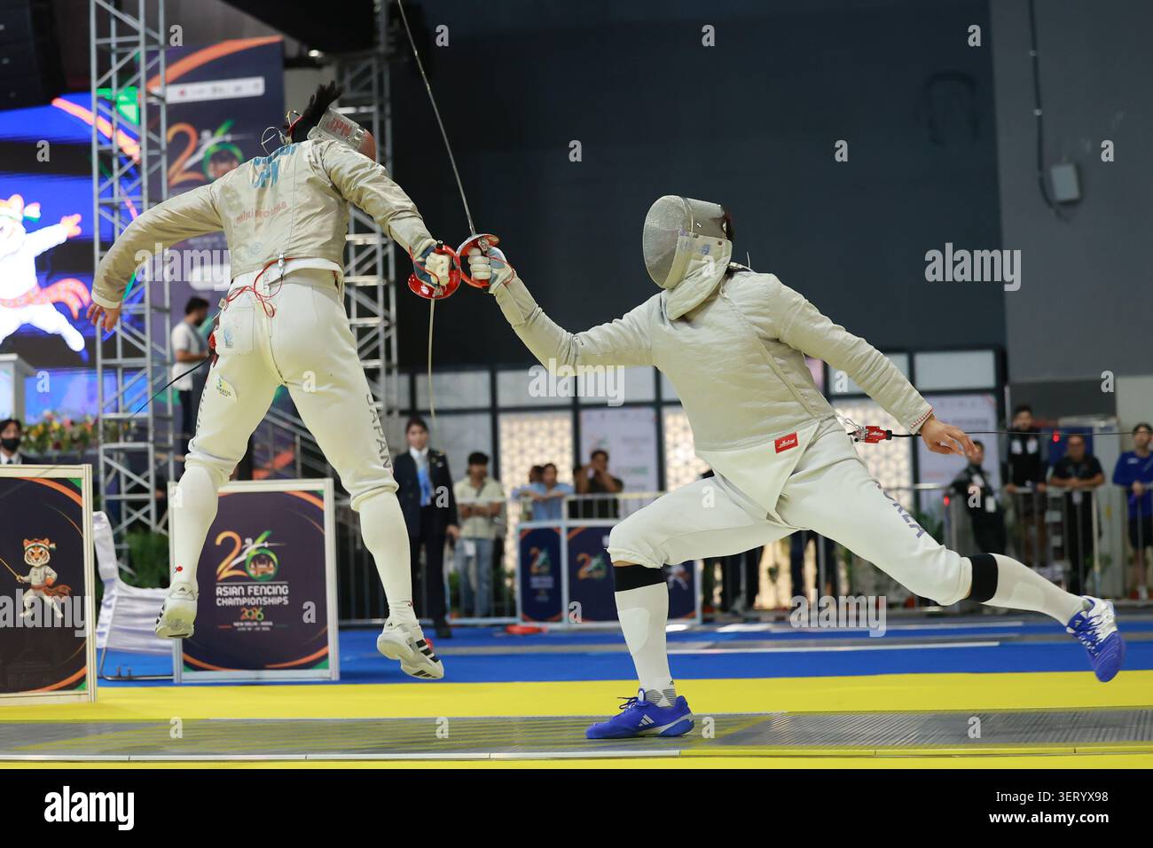 Oh Sanguk of South Korea vs. Mao Kokubo of Japan during Asian Senior ...