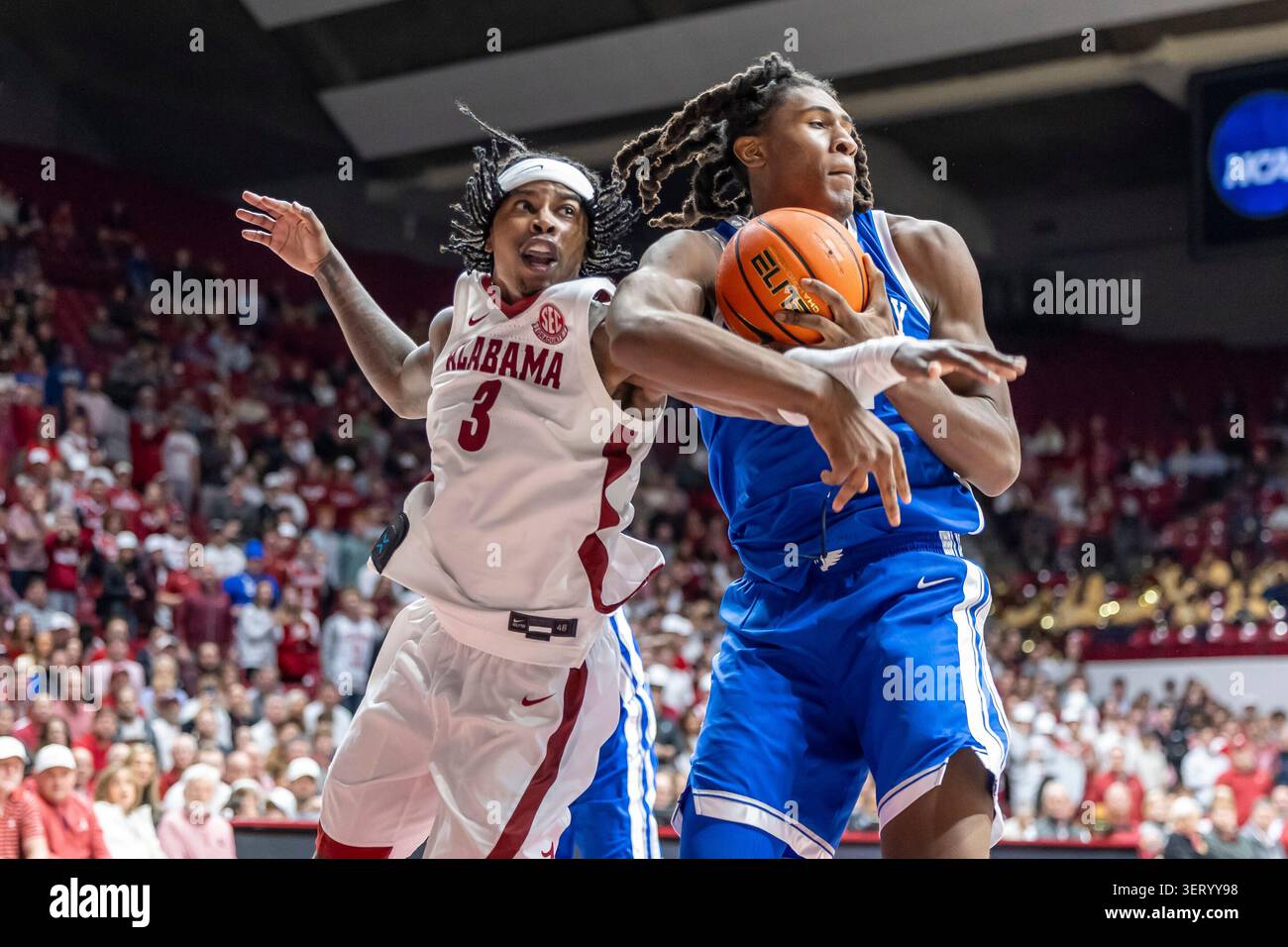 FILE - Alabama guard Latrell Wrightsell Jr. (3) battles for a rebound ...