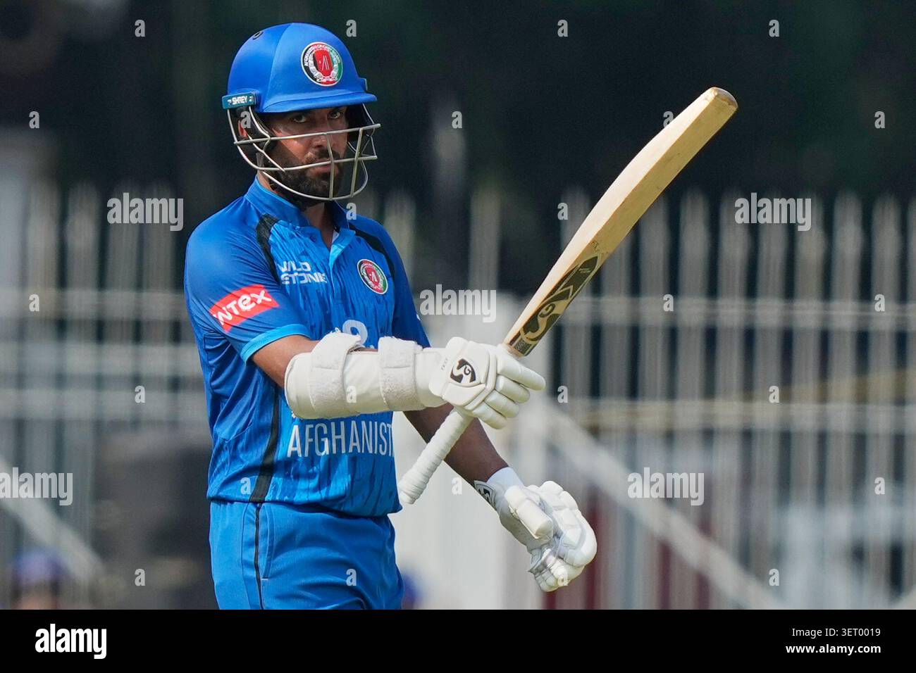Afghanistan's captain Hashmatullah Shahidi celebrates his fifty runs ...