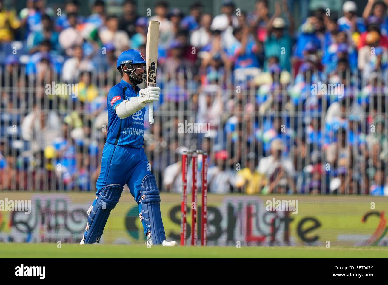 Afghanistan's captain Hashmatullah Shahidi celebrates his fifty runs ...