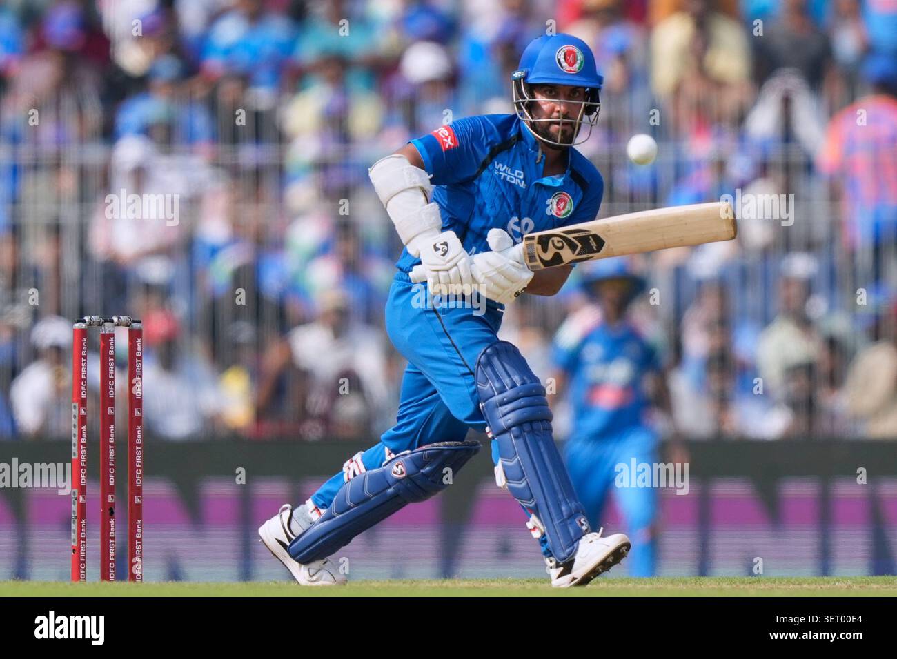 Afghanistan's captain Hashmatullah Shahidi plays a shot during the ...