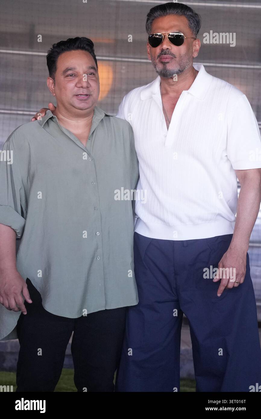 MUMBAI, INDIA - JUNE 20: Ahmed Khan and Suniel Shetty pose for during ...