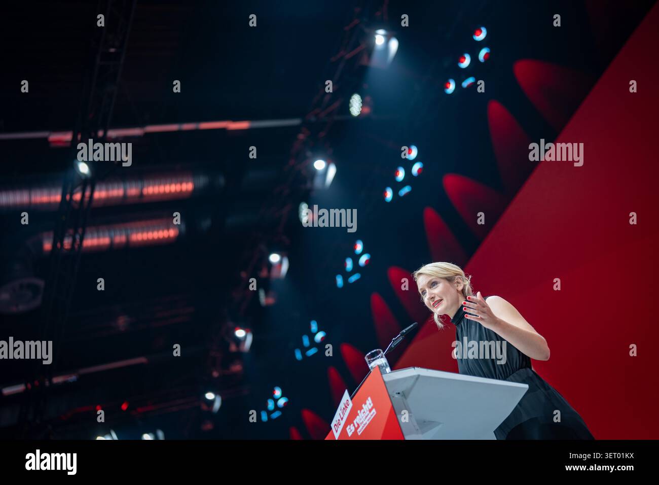 Ines Schwerdtner, party chairwoman, delivers a speech at the farewell ...