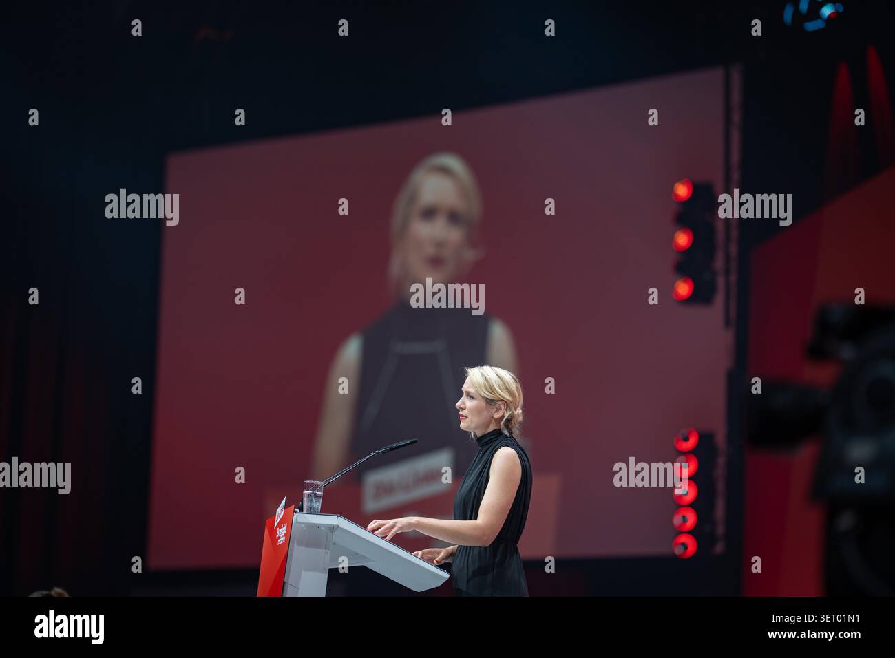 Ines Schwerdtner, party chairwoman, delivers a speech at the farewell ...