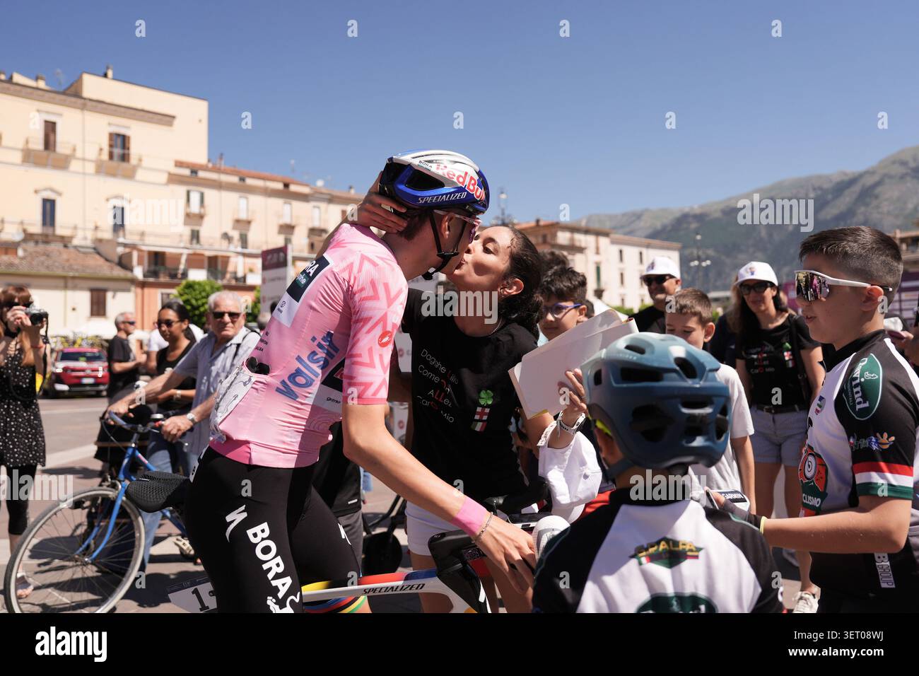 The pink jersey Italy's Lorenzo Mark Finn of Red Bull - Bora ...