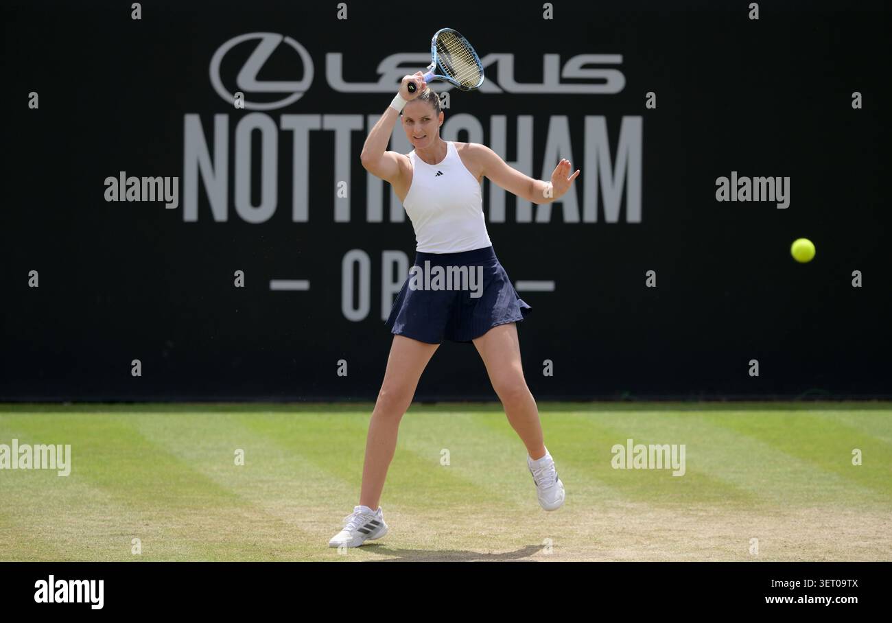 Karolina Pliskova of the Czech Republic in action against Marie ...