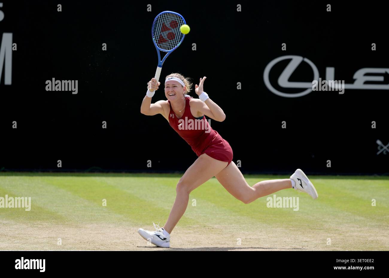 Marie Bouzkovaof the Czech Republic in action against Karolina Pliskova ...
