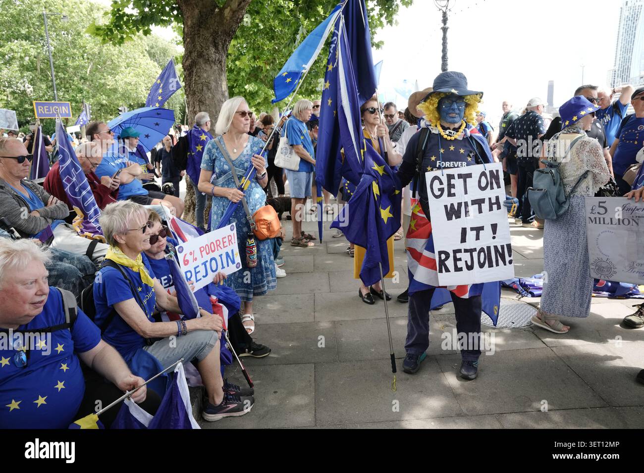 People during a National Rejoin March in London, marking 10 years since ...