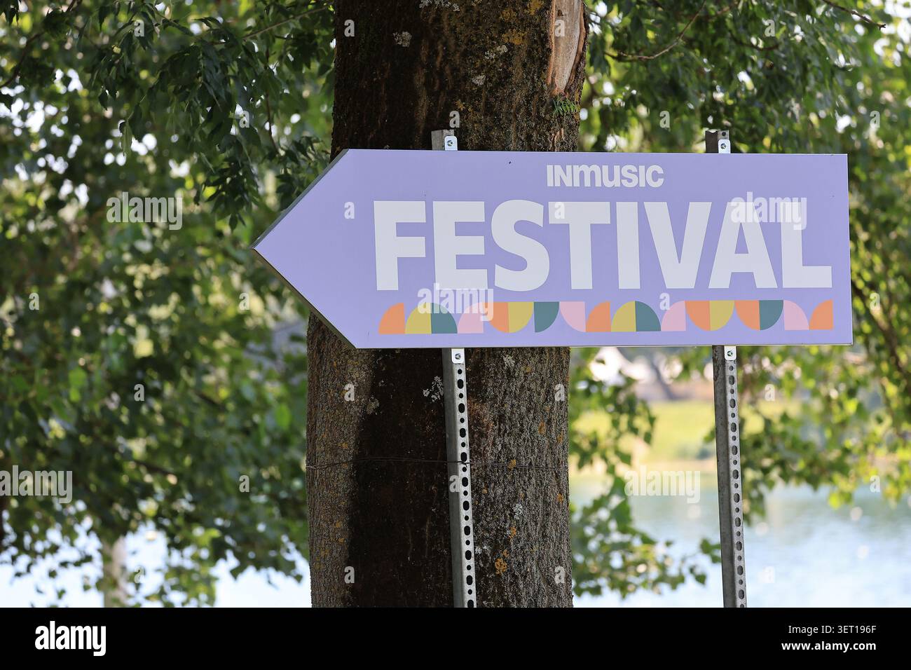 Tents and barriers set up for INMusic Festival held at Lake Jarun in ...
