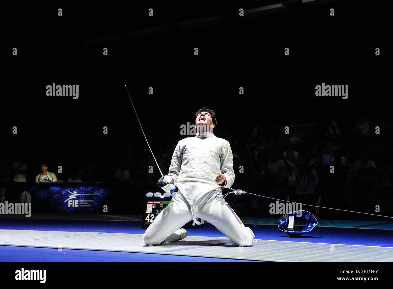 Radu NITU of Romania celebrates during 2026 European Fencing ...