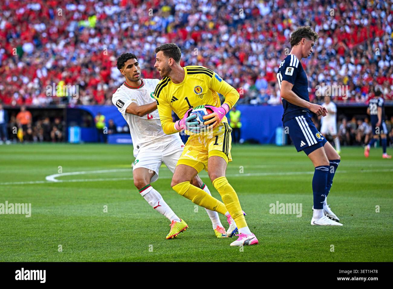 Morocco's Achraf HAKIMI and Scotland's Angus GUNN during the FIFA World ...