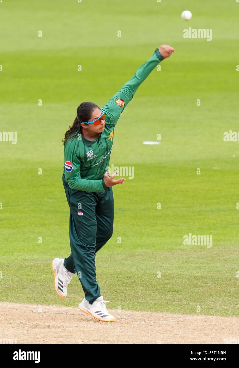 Sadia Iqbal of Pakistan bowls during the ICC Women's T20 World Cup ...