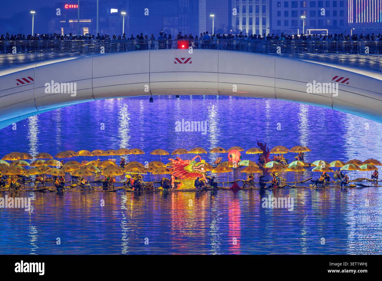 A giant golden dragon from Yangshuo, Guangxi makes its debut tour along ...