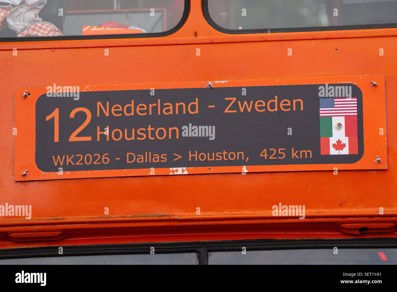 The orange bus is seen before Netherlands fans take part in an "Orange ...