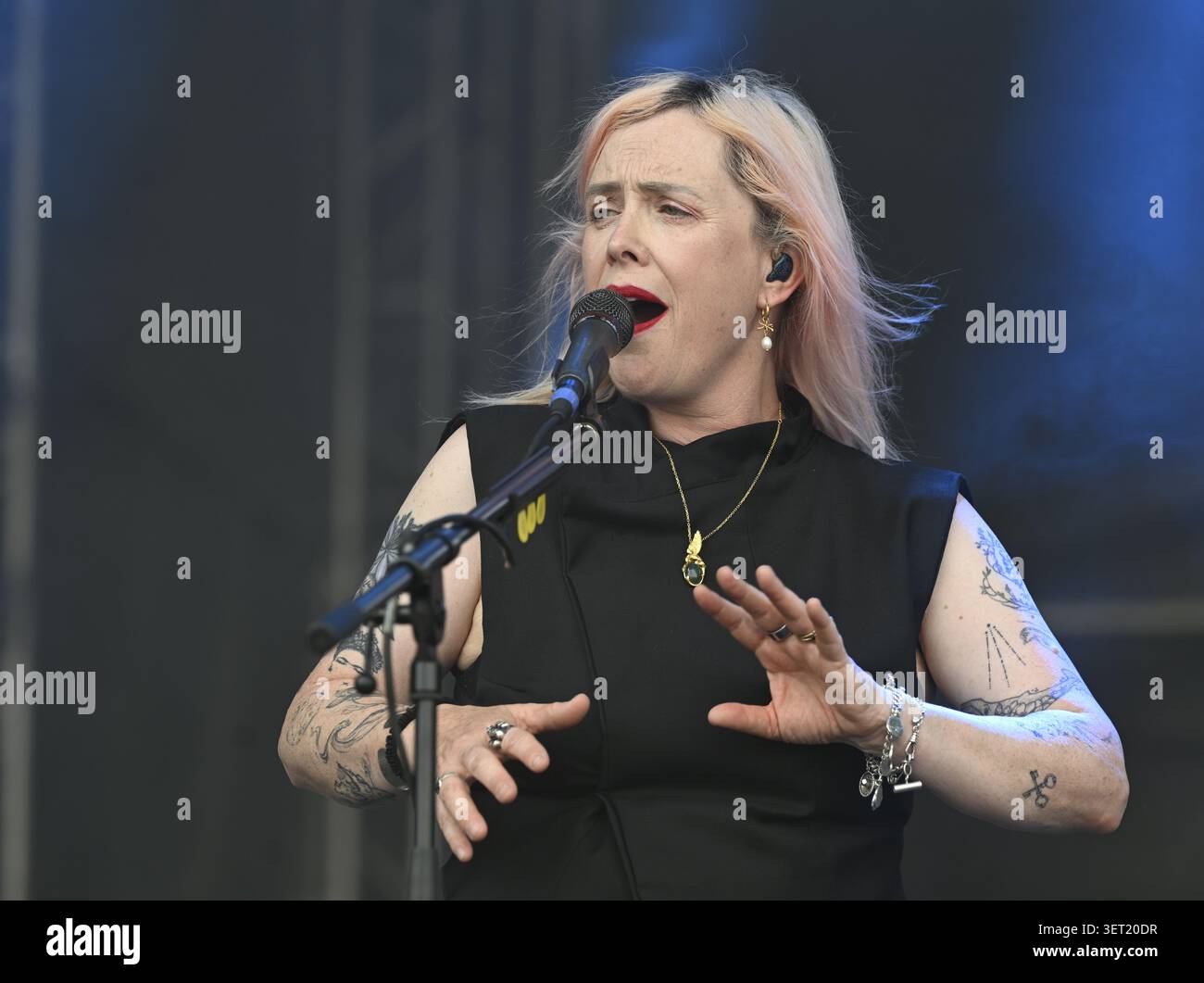 Singer Rachel Goswell of Slowdive performs during the music festival ...