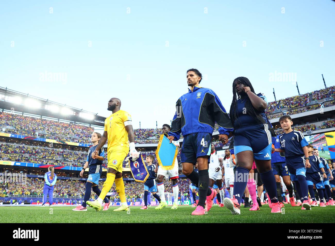 Philadelphia, USA, 19th June 2026. Haiti and Brazil teams are lead out ...