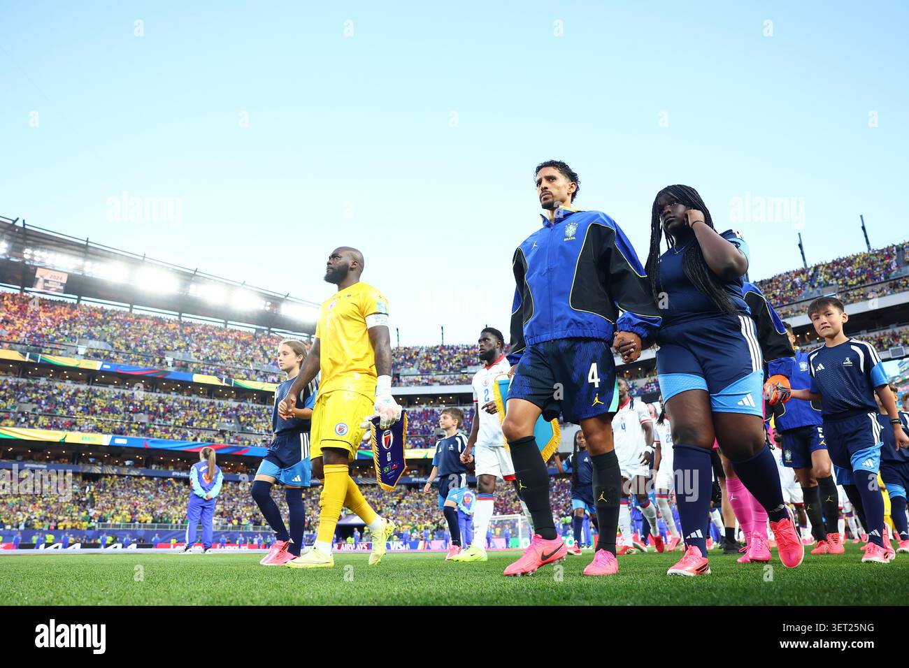 Philadelphia, USA, 19th June 2026. Haiti and Brazil teams are lead out ...