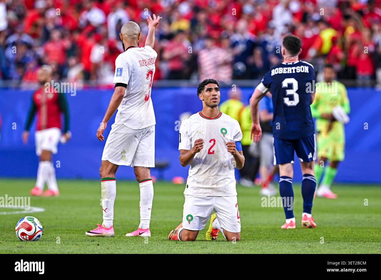 Morocco's Achraf HAKIMI kneels to celebrate after the FIFA World Cup ...