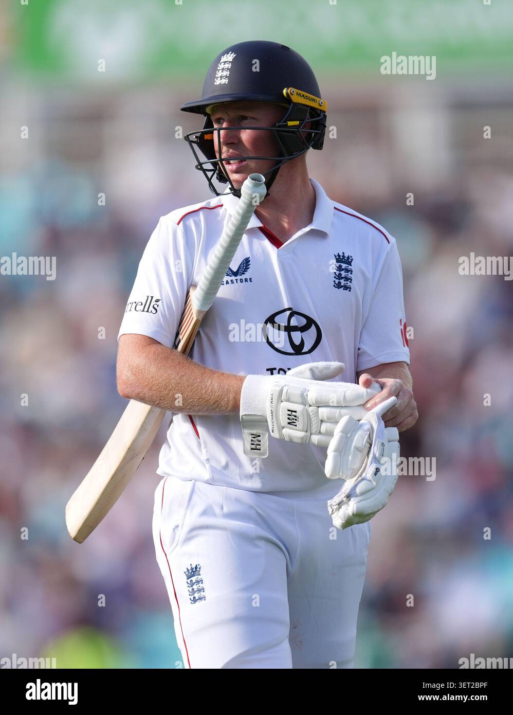 England's James Rew walks off after being dismissed on day four of the ...