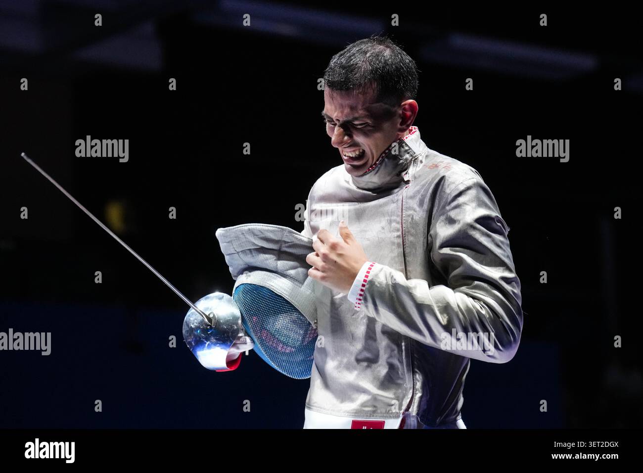 Michele GALLO of Italy looks dejected during 2026 European Fencing ...