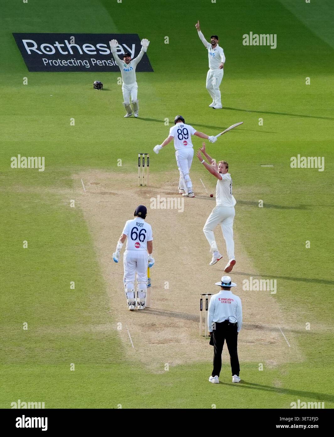 New Zealand's Kyle Jamieson appeals successfully before England's James ...