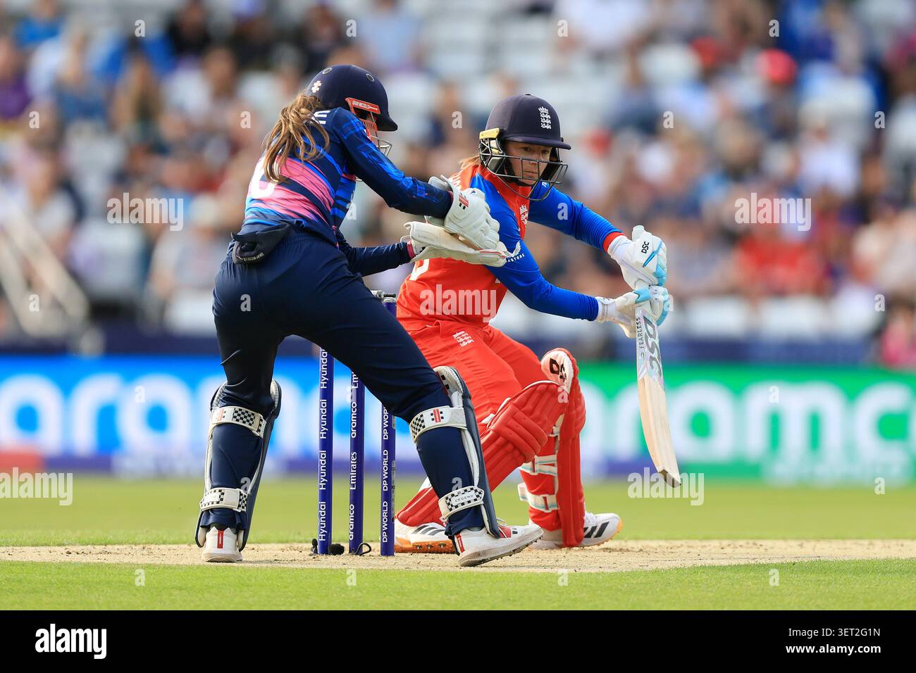 England's Sophia Dunkley hits a boundary during the ICC Women's T20 ...