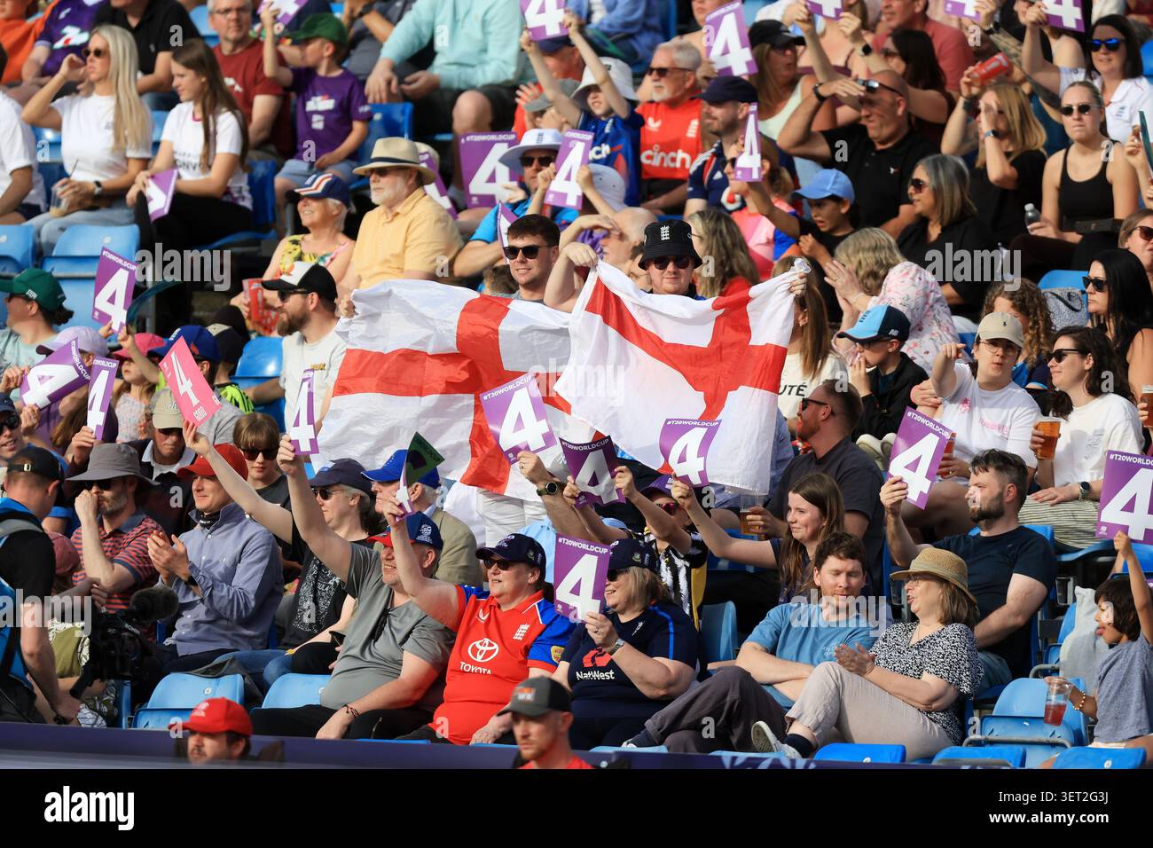 England fans holding a flag after a boundary during the ICC Women's T20 ...