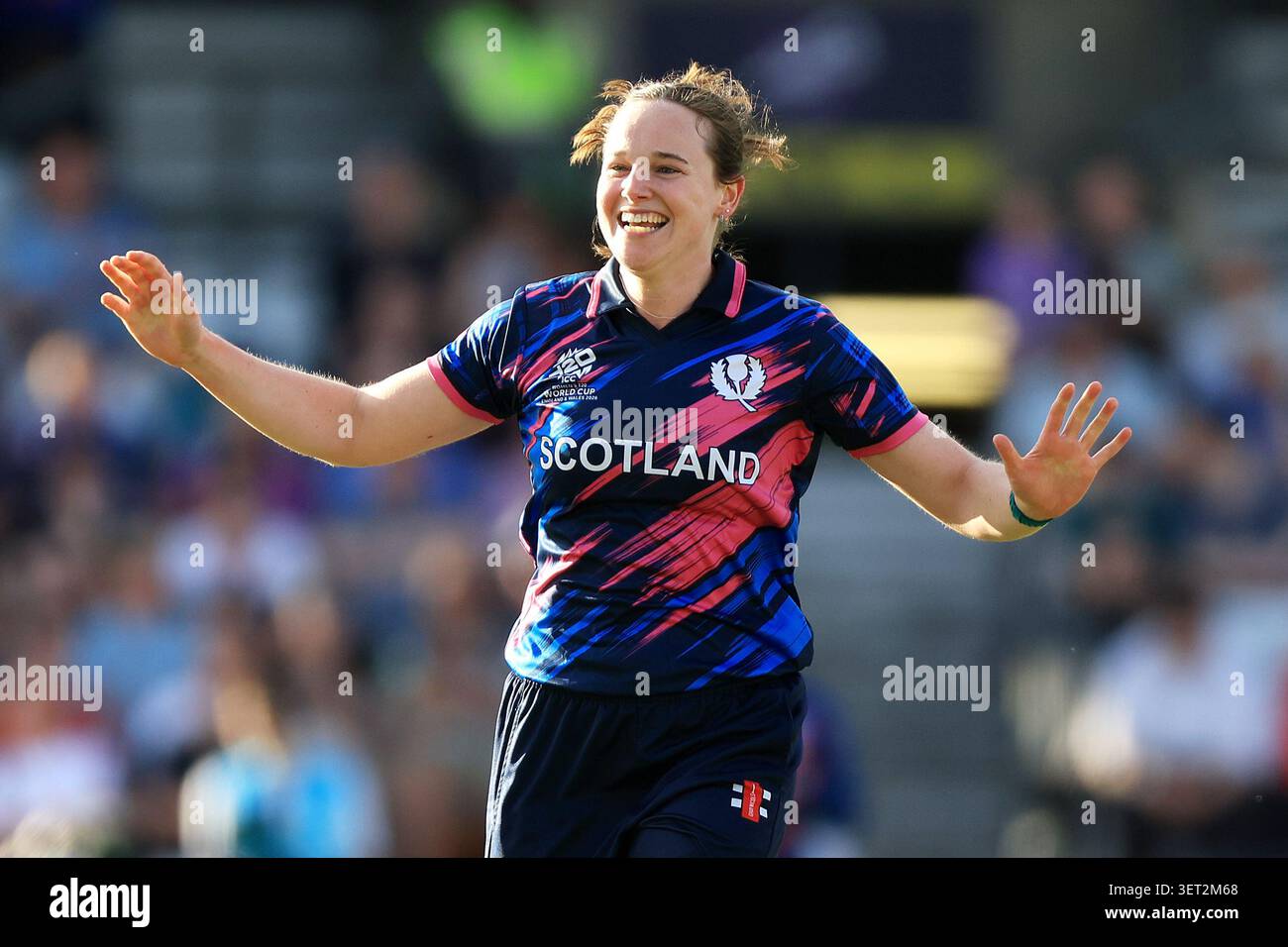 Scotland's Hannah Rainey celebrates taking the wicket of England's ...