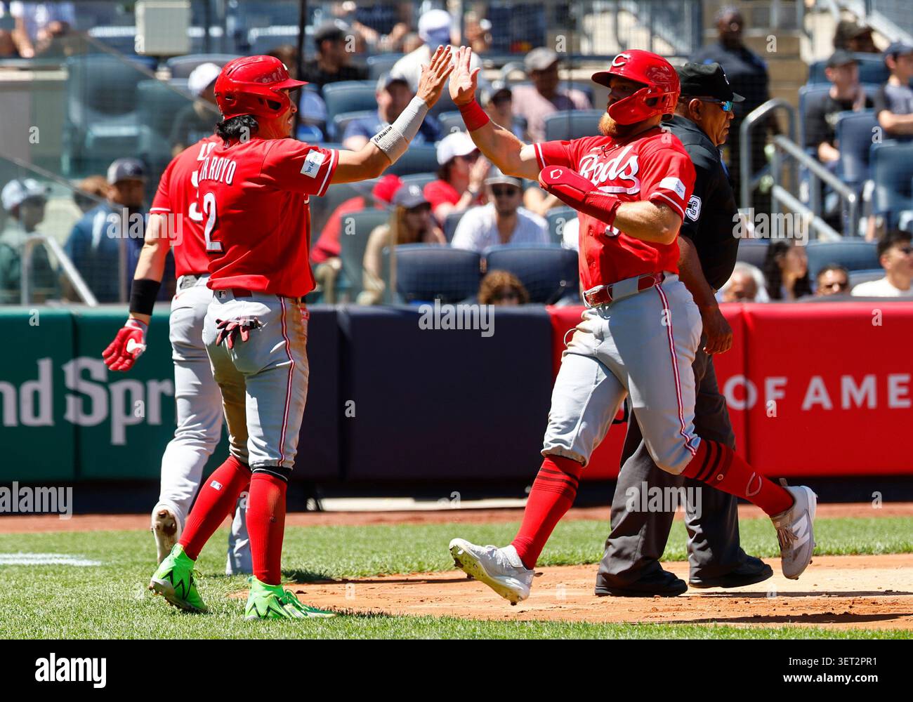 Cincinnati Reds' Edwin Arroyo (2) and Blake Dunn (59) react after ...
