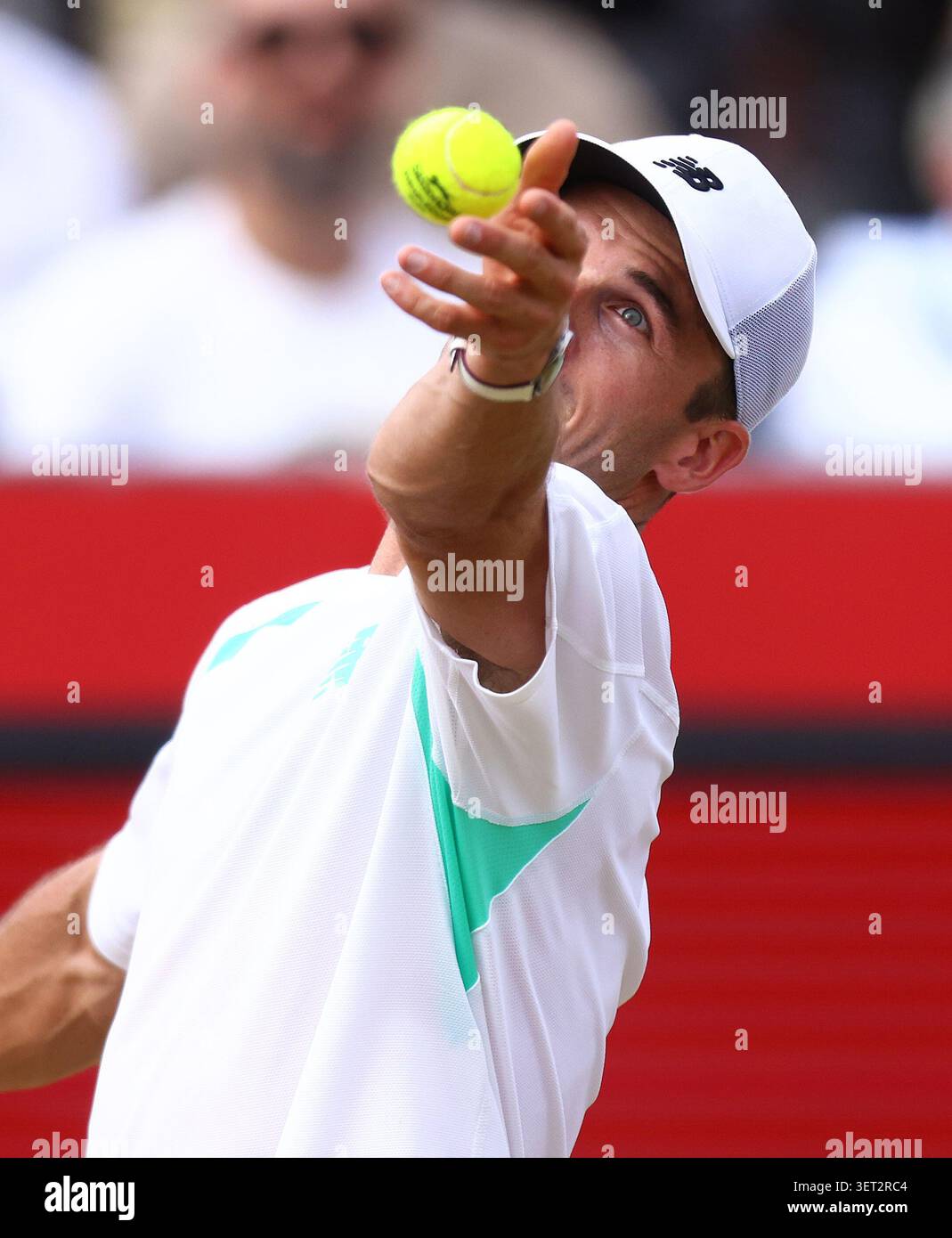 Tommy Paul (USA) serves during his Semi Final match agianst Ugo Humbert ...