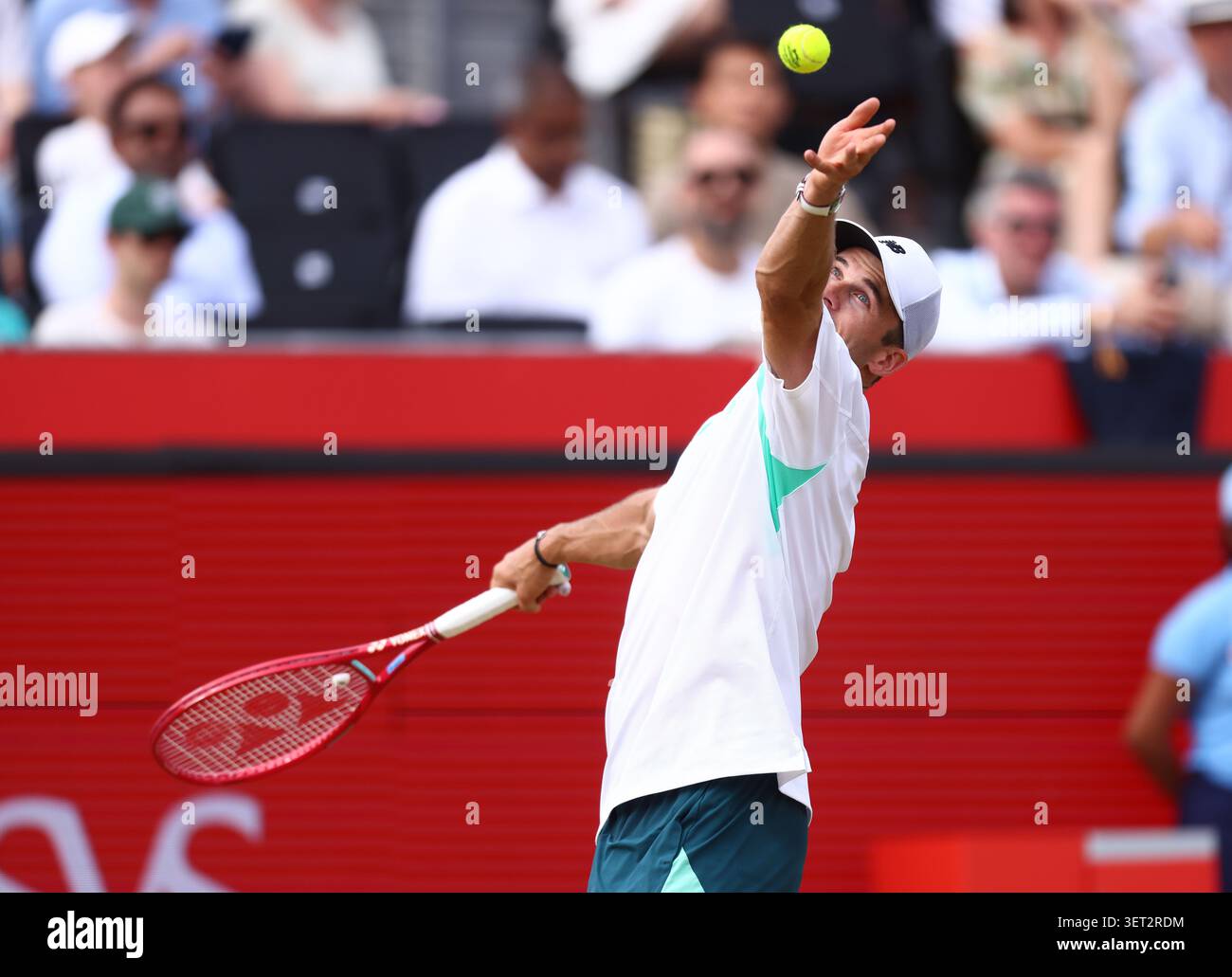 Tommy Paul (USA) serves during his Semi Final match agianst Ugo Humbert ...