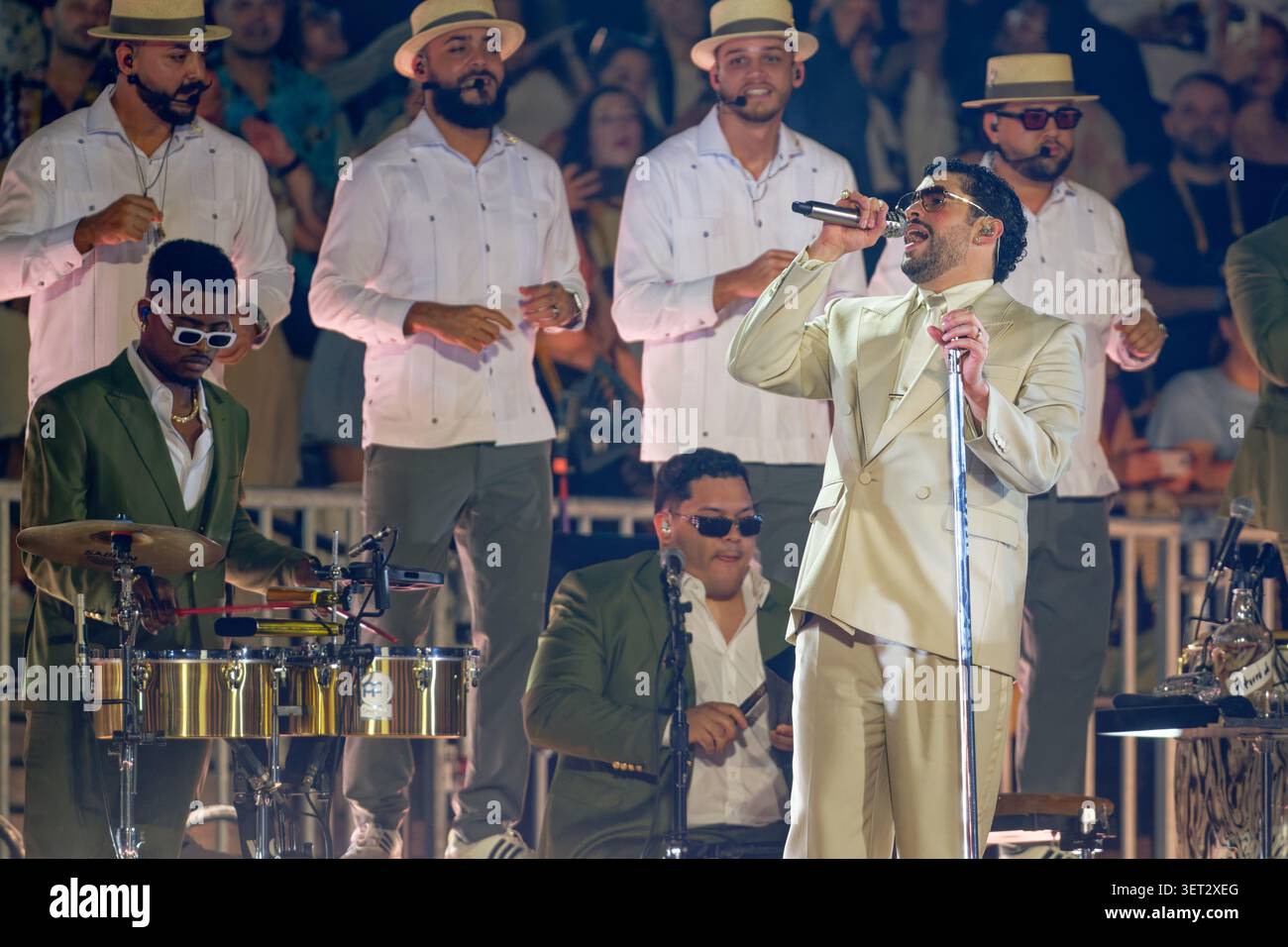 20 June 2026, NA, Duesseldorf: Reggaeton star Bad Bunny takes the stage ...