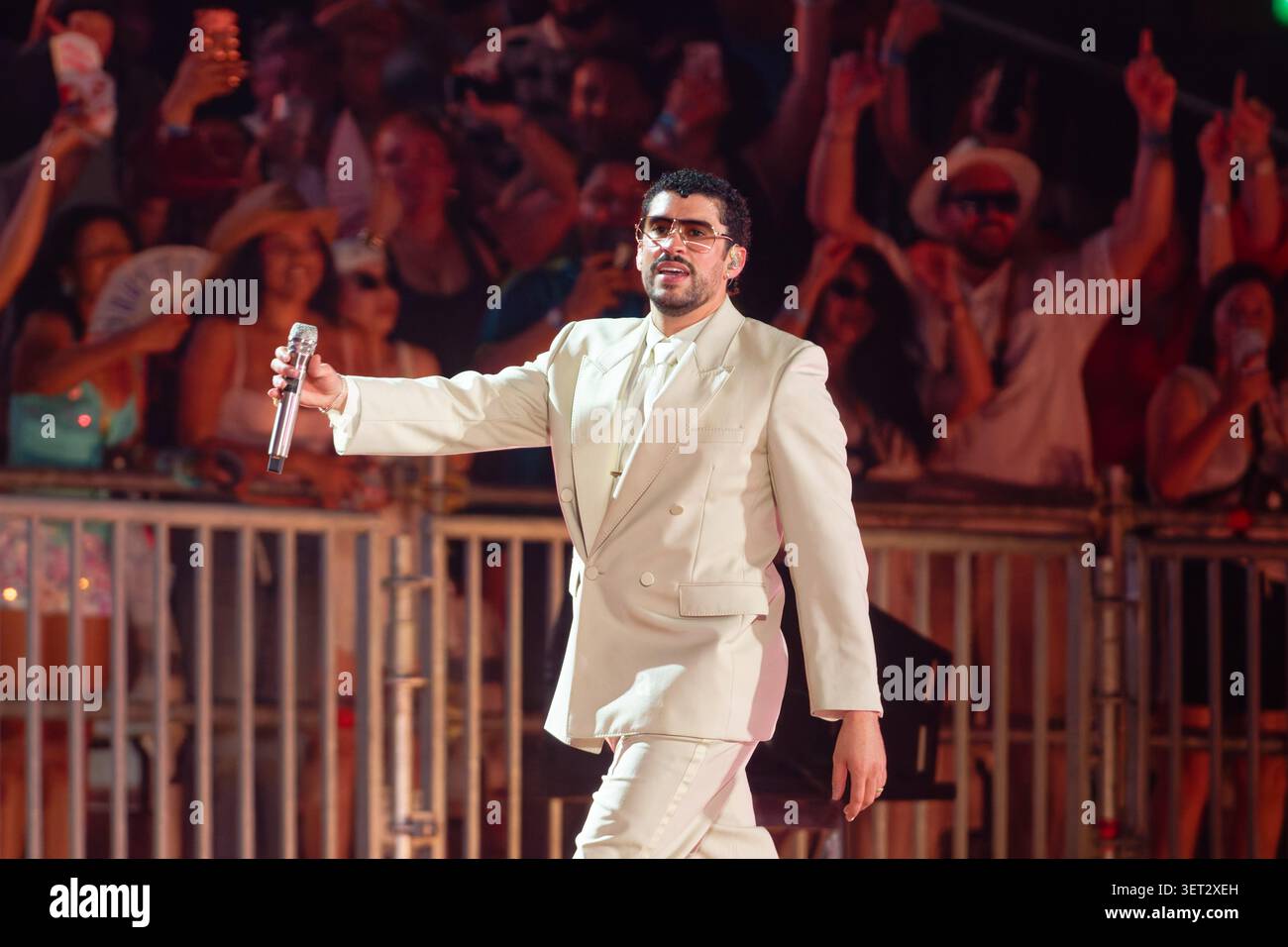 20 June 2026, NA, Duesseldorf: Reggaeton star Bad Bunny takes the stage ...