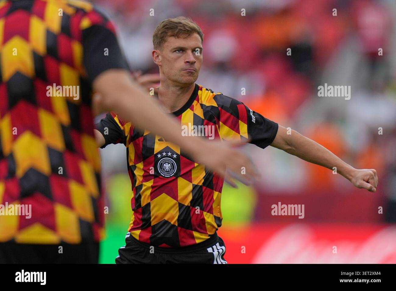 Germany's Joshua Kimmich, takes part in the warm up ahead of the World ...