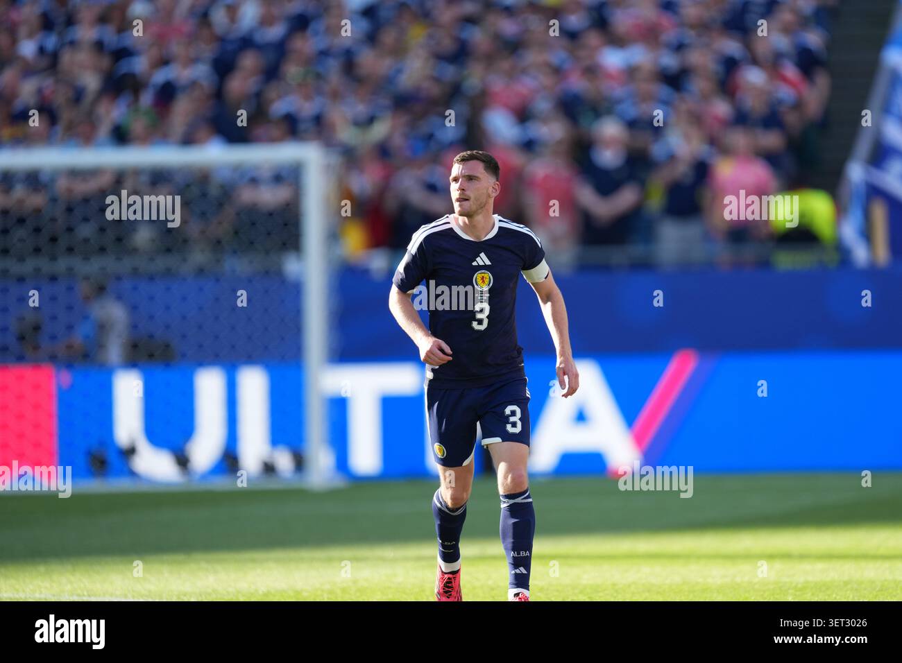 Scotland's Andy Robertson (3) runs into position during the World Cup ...
