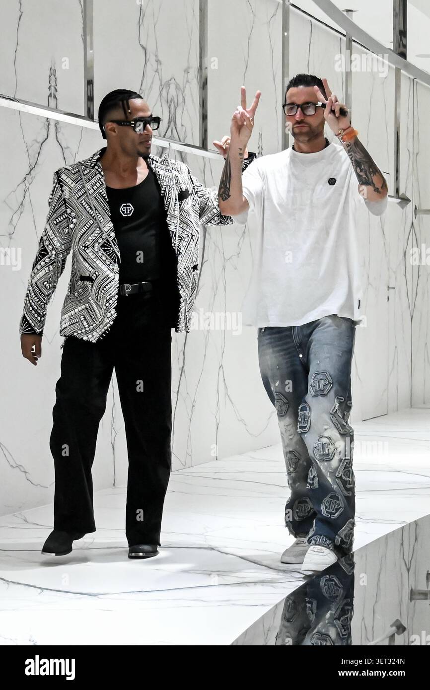 Egyptian actor and singer Mohamed Ramadan, left, appears with designer ...