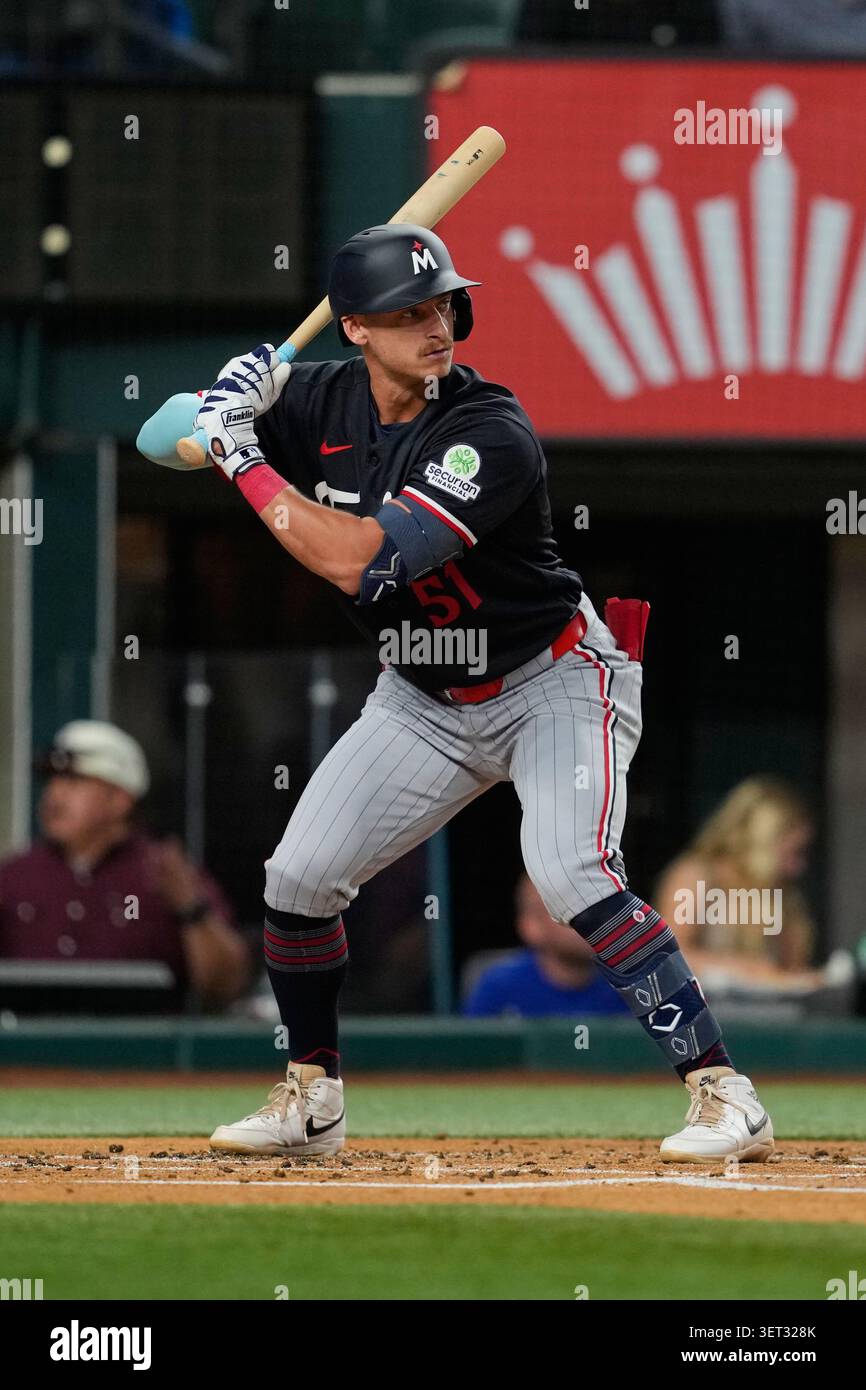 Minnesota Twins' Kyler Fedko waits on a pitch during a baseball game ...