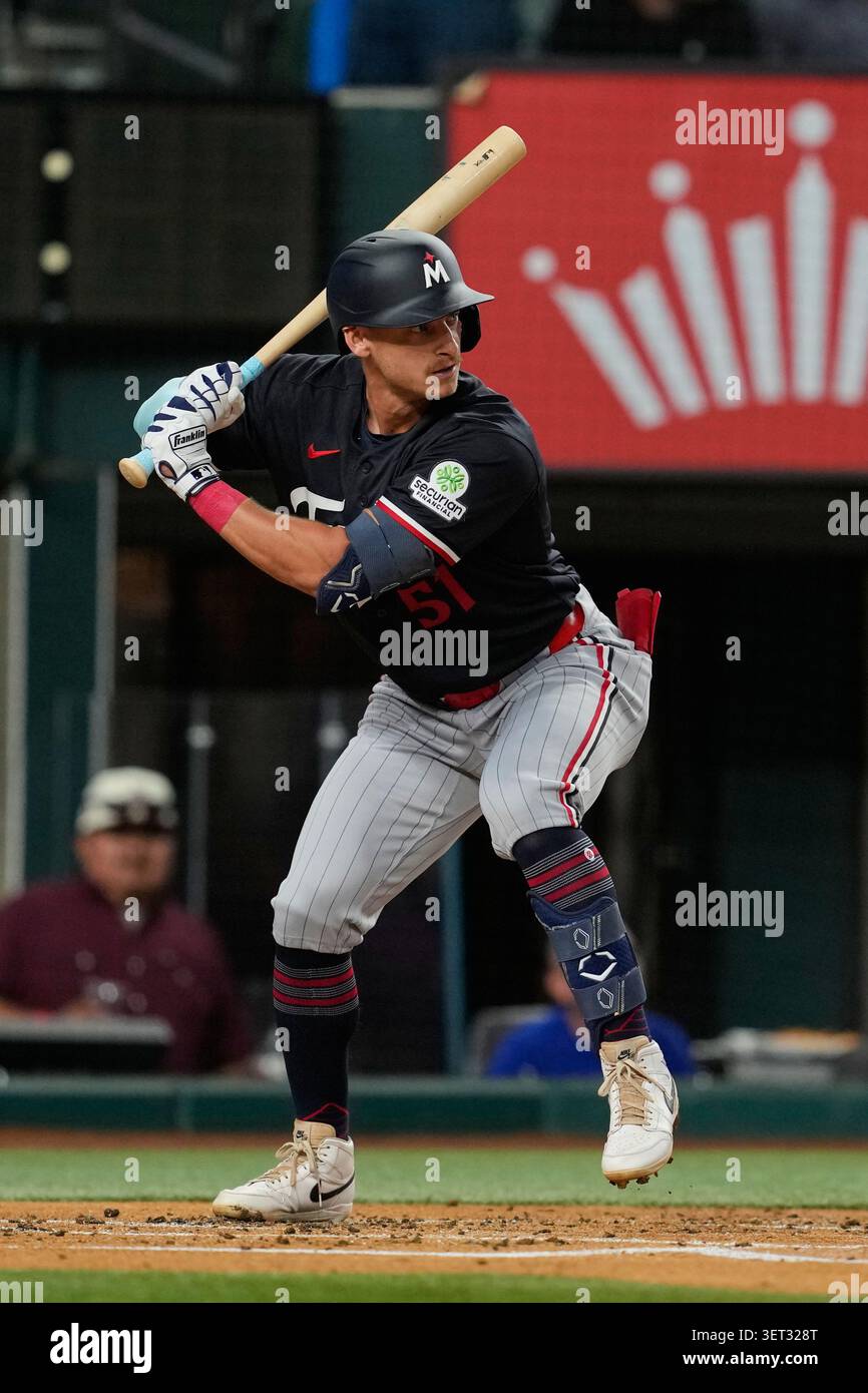 Minnesota Twins' Kyler Fedko waits on a pitch during a baseball game ...