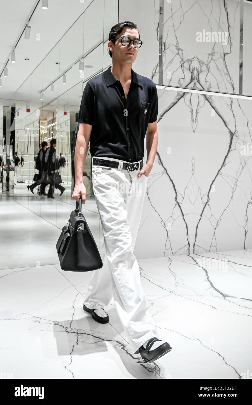 A model wears a creation from the Philipp Plein's Spring/Summer 2027 ...